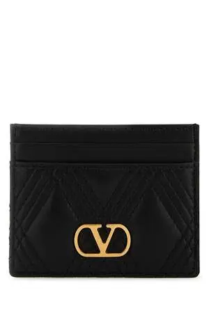 Valentino Garavani Nappa Leather Quiltie 67 Card Holder - Black