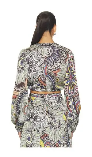 Alexis Colmar Top In -print Satin With Front Tie Detail