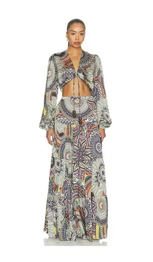 Alexis Colmar Top In -print Satin With Front Tie Detail