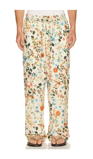 Agua Bendita Rene Printed Linen Trousers - Cream