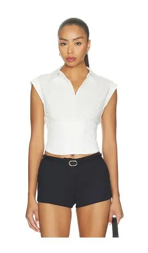 Alice + Olivia Kim Paneled Corset Fitted Top - White