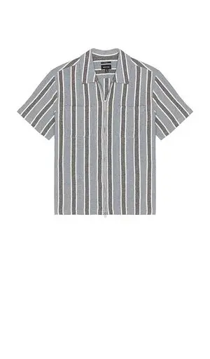 Brixton The Dexter Textured Stripe Short Sleeve Shirt In . Also