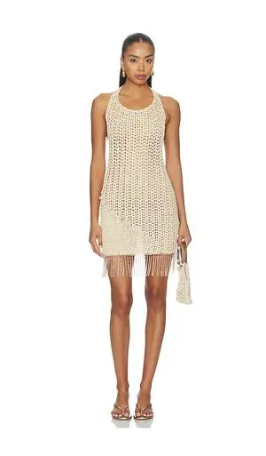 MORE TO COME Acacia Crochet Mini Dress In Neutral - Natural