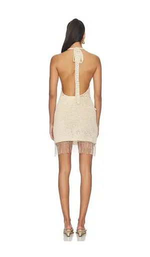 MORE TO COME Acacia Crochet Mini Dress In Neutral