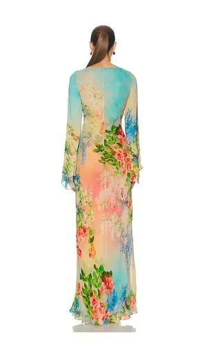 Hemant & Nandita Double Layer Maxi Dress In Blue