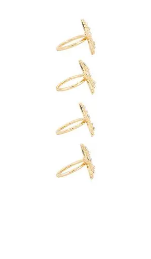 FRASIER STERLING Starfish Napkin & Ring Set In Metallic Gold