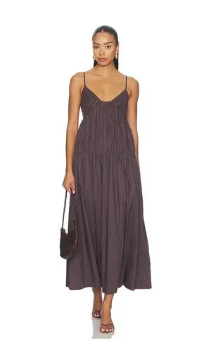 CAMILA COELHO Crochet Bustier Midi Dress - Raisin