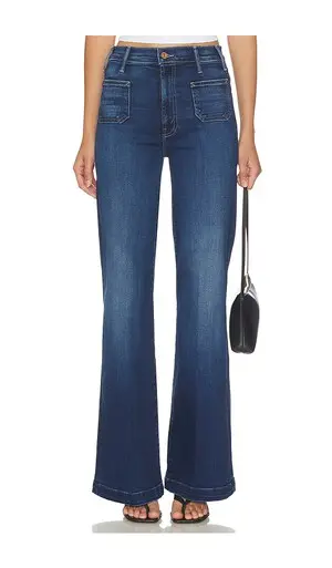 MOTHER Lil Petite Hustler Roller Patch Pocket Sneak Jeans In Blue