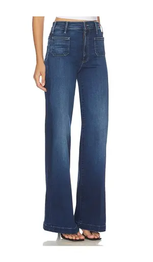 MOTHER Lil Petite Hustler Roller Patch Pocket Sneak Jeans In Blue