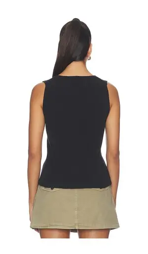 Good American The Knit Vest Top In Black