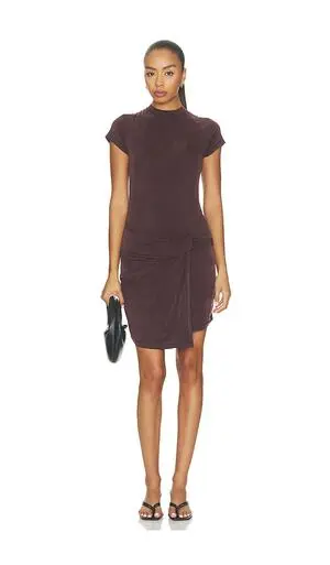 AGOLDE Draped Overlay Raglan Sleeve Mini Dress In Purple
