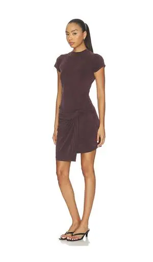 AGOLDE Draped Overlay Raglan Sleeve Mini Dress In Purple