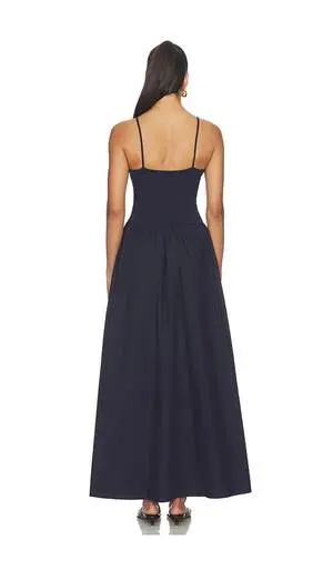 Susana Monaco Poplin String Drop Waist Maxi Dress In Navy