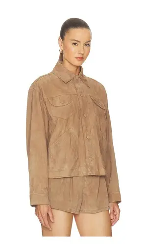 FRAME The Suede Utility Jacket In Tan