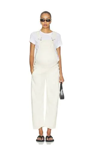 DL1961 X Bumpsuit Bilie Maternity Overalls In Cream