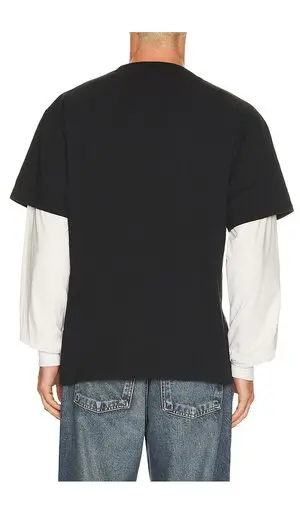PHILCOS Journey Pink Heart Layered Tee In Black