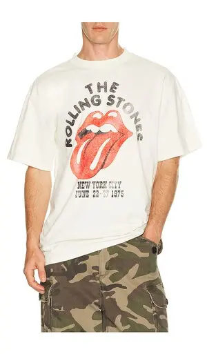 PHILCOS Rolling Stones Tour Of The Americas Tee In Cream - Natural