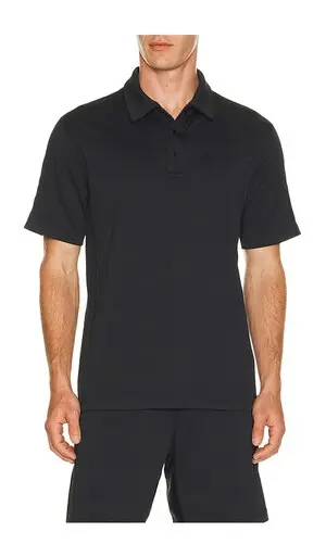 Reigning Champ Solotex Mesh Tiebreak Standard Polo In Black - Heather Black