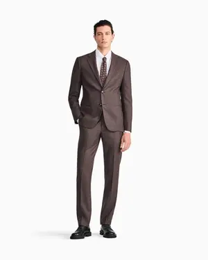 Giorgio Armani Slim-fit Suit Soho In Virgin Wool Flannel With Peak Lapels