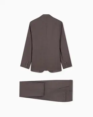 Giorgio Armani Slim-fit Suit Soho In Virgin Wool Flannel With Peak Lapels