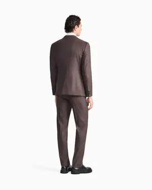 Giorgio Armani Slim-fit Suit Soho In Virgin Wool Flannel With Peak Lapels