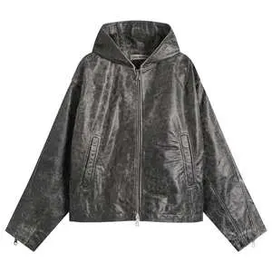COLE BUXTON Cb Hooded Leather Jacket - Black
