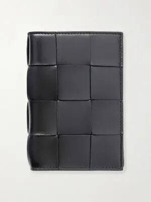 Bottega Veneta Cassette Intrecciato Leather Passport Case - Black