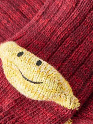 Kapital Ivy Rainbowy Happy Heel" Crew Socks - Red