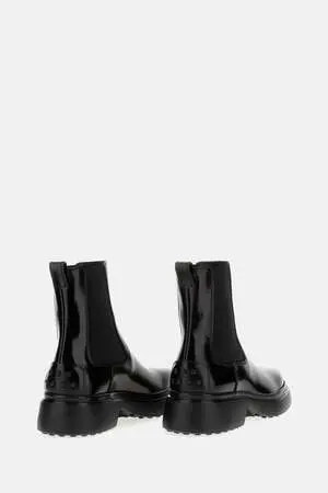 TOD'S Calfskin Leather Ankle Boots With Embossed Monogram - Nero