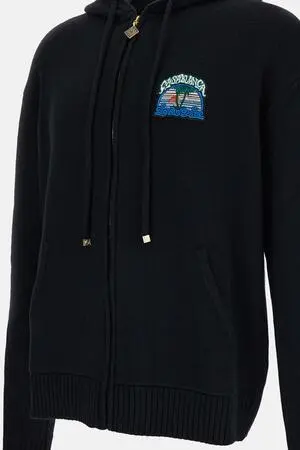 Casablanca Hooded Wool Zip-up Sweater