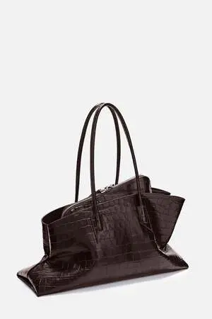Attico La Passeggiata Medium Crocodile-embossed Leather Bag - Brown