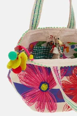 Pero Medium Canvas Handbag With Pom-pom Detail