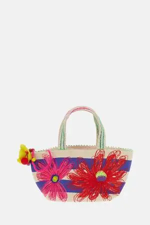 Pero Medium Canvas Handbag With Pom-pom Detail - Multicolor