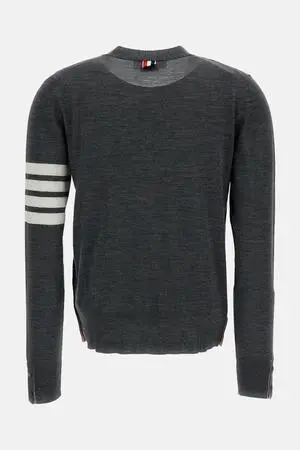 Thom Browne V-neck Cardigan With 4-bar Detail - Grey