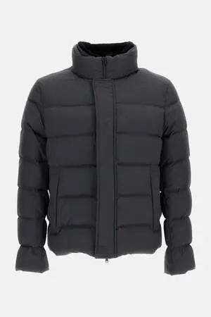 Herno Bi-material Bomber Jacket With Down Insulation