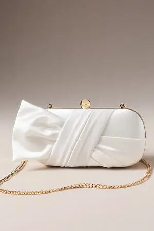 JEWEL BY BADGELY MISCHKA Pleated Tie Clutch - White