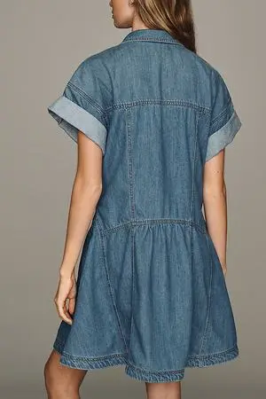 PILCRO Cotton Denim Shirtdress