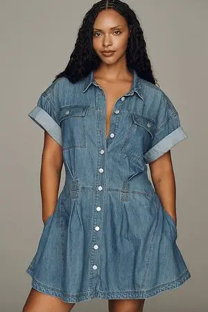 PILCRO Cotton Denim Shirtdress