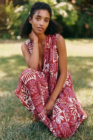 CELANDINE 100% Cotton Gauze Dress - Pink Pattern
