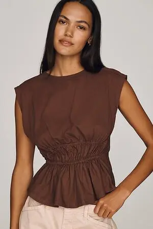PILCRO Cotton Waisted Muscle Tee - Brown