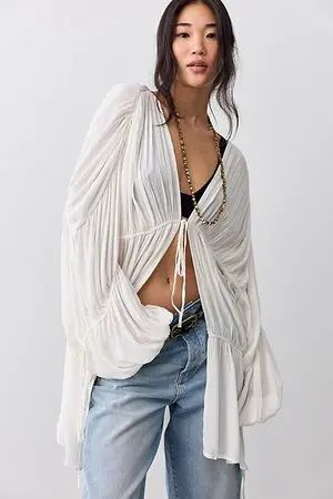 Free People Juliet Sheer Tie-front Duster Top - Ivory