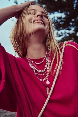 Free People Hailee Layered Beaded Necklace - Candy