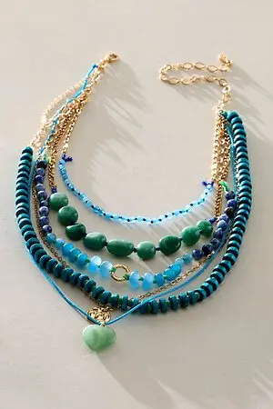 Free People Hailee Semiprecious Layered Beaded Necklace - Dusk