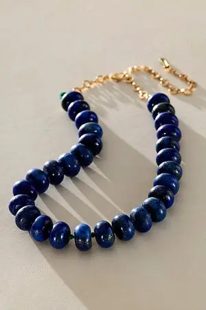 Free People Free People Sabina Beaded Stone Choker Necklace Lapis