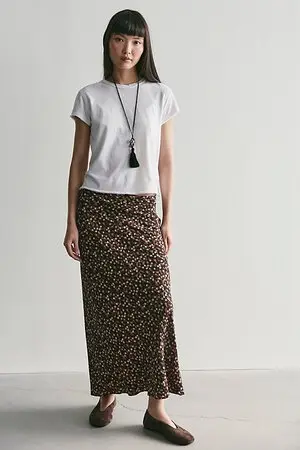 Free People Bonita Printed Maxi Skirt - Espresso Combo