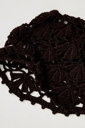 Free People Cora Crochet Knit Skull Cap - Chocolate