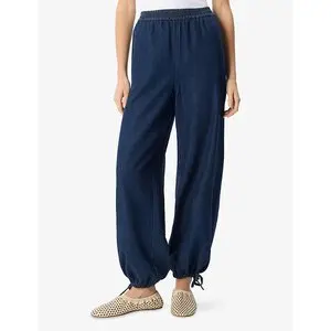 Whistles Tie-hem Balloon-leg Cotton-blend Trousers