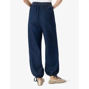 Whistles Tie-hem Balloon-leg Cotton-blend Trousers