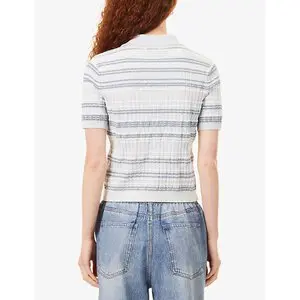Rag & Bone Karina Striped Short Sleeve Cardigan - Ltblue