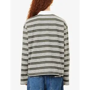 Rag & Bone Kelly Stripe Cotton Polo Top - Greenmult